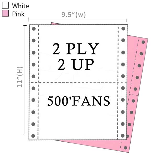 A4 Computer Form 2PLY2UP - White/Pink (500 fan x 2up /box)