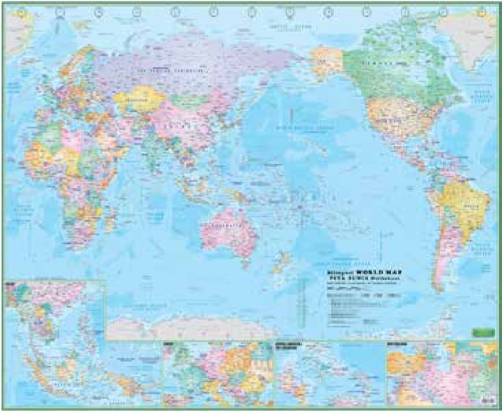 Bilingual World Map (W152)